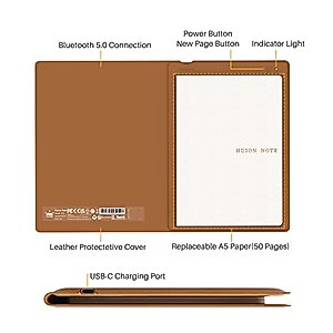 HUION Note 2-in-1 Digital Notebook Drawing Tablet With Battery-free Pen, Bluetooth Wireless Paper Tablet Electronic Writing Pad for Note-taking, Digital Art & Meeting, Refillable A5 Notepad, 9.5x7inch
