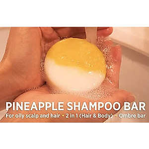 FOOD STORY FOR HAIR PINEAPPLE SHAMPOO BAR For oily scalp and hair Low pH Vegan Refreshing surfate free waterless shampoo soap bar soap