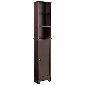 Redmon Contemporary Country Tall Floor Shelf with Lower Cabinet, Large, Espresso