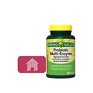 Spring Valley Multi-Enzyme Probiotic 200 Tablets + STS Fridge Magnet.