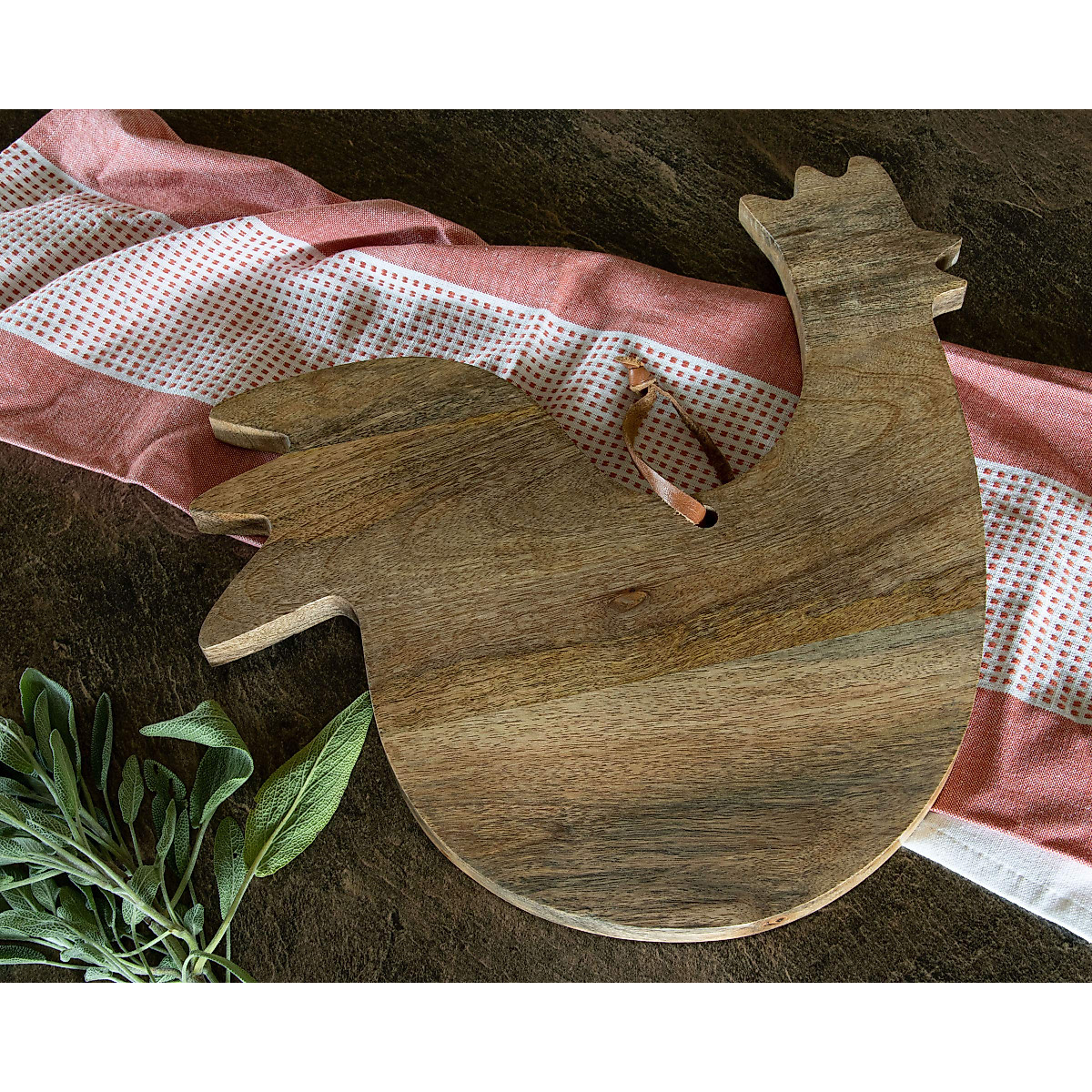 Foreside Home & Garden Wood Hen Shaped Kitchen Serving Cutting Board