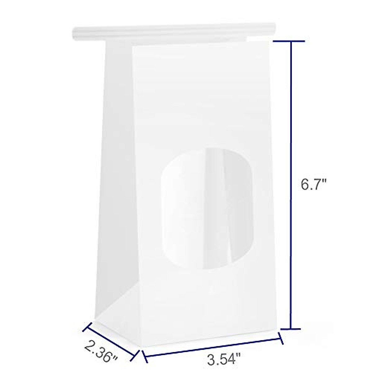 BagDream Bakery Bags with Window Kraft Paper Bags 50Pcs 3.54x2.36x6.7 Inches Tin Tie Tab Lock Bags White Window Bags Cookie Bags, Coffee Bags, Treat Bags, Popcorn Bags