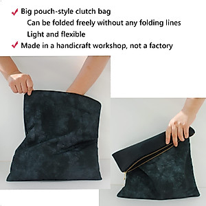Wristlet Pouch Bag Two-Sided Fold Over Clutch For Women Tie-Dye Pattern Casual Clutch, Oeko-Tex Certified Vegan Leather (Black)