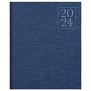 TF PUBLISHING 2024 Denim Large Monthly Planner | 2 Page Spreads with Large Calendar Grid and Inspirational Planning Prompts | 12 Month Calendar for School and Work | 9"x11"