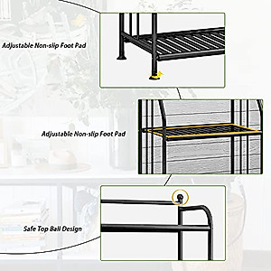 Casulo 5 Tier Metal Standing Shelf Iron Sheet Space Saver, Heavy Duty Storage Tower Rack, Multifunctional Shelving Unit Organizer Outdoor Flower Stand for Kitchen Bathroom Garage Pantry (Black)