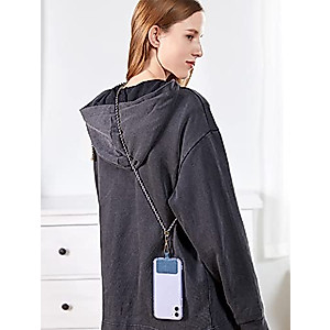 Pluxen Phone Lanyard Pads - 2 x Universal Durable Tabs Compatible with iPhone and All Cellphones Strap Safety Tether Black/Gray