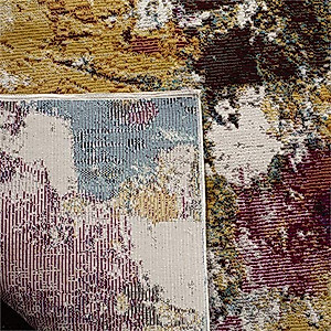 SAFAVIEH Aria Collection Area Rug - 8' x 10', Cream & Olive, Modern Boho Abstract Design, Non-Shedding & Easy Care, Ideal for High Traffic Areas in Living Room, Bedroom (ARA167A)