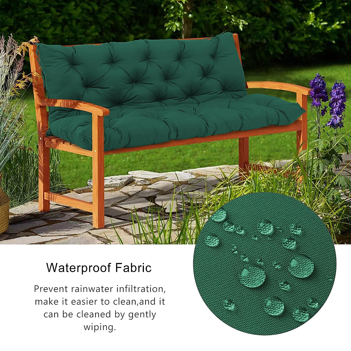 Porch Swing Cushions Outdoor 60 inch x 40 with Backrest Extra Thick 5" Waterproof 3 Seat Swing Replacement Cushions for Outdoor Furniture Bench Patio Garden (Dark green-60x40x5inch)