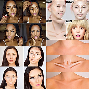 Wismee 3Pcs Dual-Ended Contour Stick, 6 Colors Contour and Highlighters Stick Brightening Concealer Contouring Pen Kit for Light Dark Skin Face Makeup Cosmetic Foundation Creamy Set for Women Girls