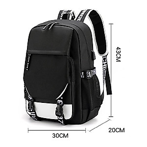 jupkem Anime Jujutsu Backpack Bag USB with Charging Port Student School Bag Laptop Cosplay for Boys Girls (black)