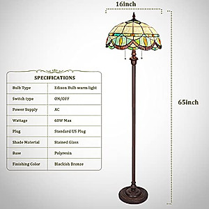 Thatyears Tiffany Floor Lamps Victorian Style Style Stained Glass 16X16X65 Inches Antique Pole Standing Reading Lamps Decor Living Room Bedroom Home Office