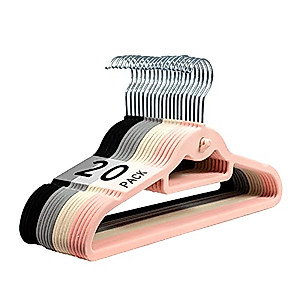 Velvet Clothing Hangers Slim Stackable Non-Slip Beige Suit Hanger Space Saving Clothes Hanger Heavy Duty Adult Hangers with 360°Swivel Hook