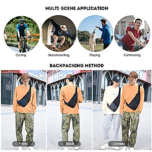 Long Keeper Sling Slim Bag - Casual Women Men Crossbody Daypack Lightweight Hiking Running Travel Waterproof Chest Bag (Black)