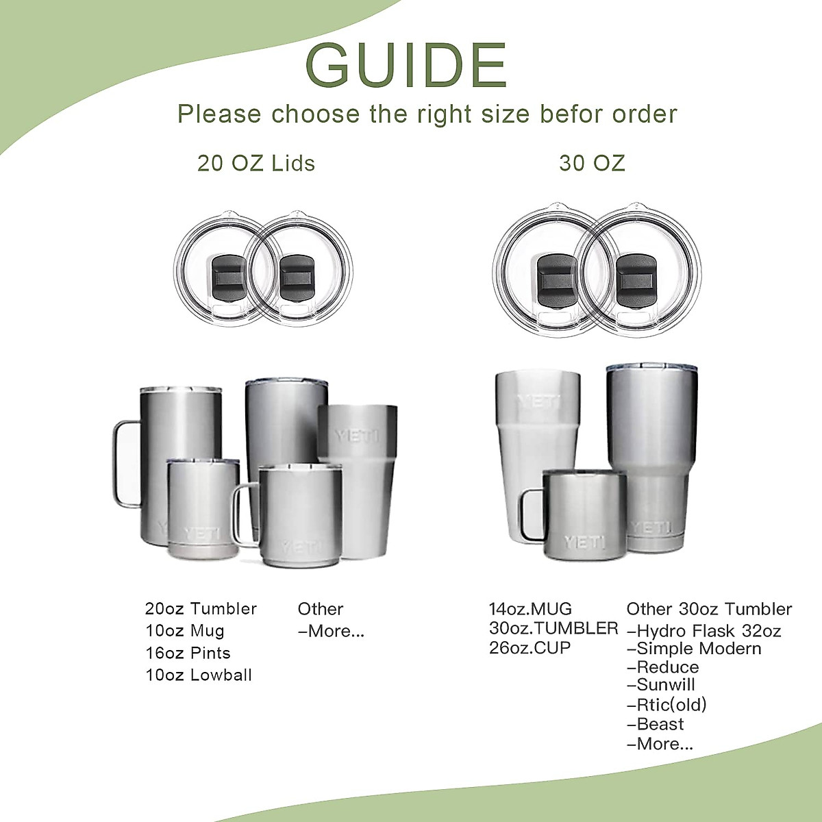 Compatible with YETI Rambler, Ozark Trail, Old Style Rtic, and More - Magnetic Slider Switch Spill Proof Tumbler Cover (Black 30oz 2Pcs)