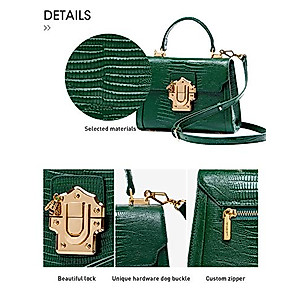 LA'FESTIN Cross body Leather Tote Bags for Women Green Shoulder Purses Medium