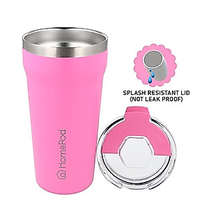 HomeRod 18 oz Stainless Steel Travel Insulated Tumbler Cup for Hot and Cold Drinks, Coffee Mug with Lid (Magenta Pink)