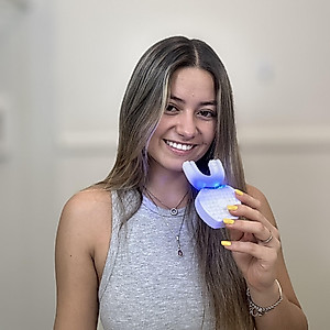 Sani White Ultrasonic Toothbrush, Ortho Sparkle Sonic Glow Brush, 360 Brite Toothbrush Adult U Shaped Toothbrush Ultrasonic Tooth Cleaner Teeth Whitening Light Electric Automatic Toothbrush Hands Free