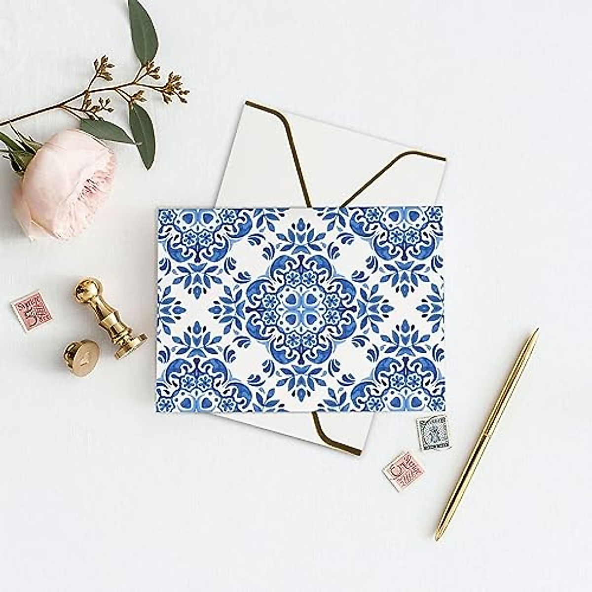 Portuguese ceramic ​tile Thank You Cards With Envelopes, Blank Greeting Note Cards With Envelopes Blank Inside, Funny Birthday Cards For Women Men, Thank You Card For Wedding Business,Graduation