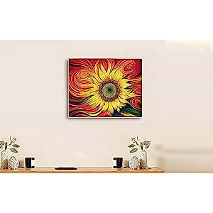 DIY Paint by Numbers for Kids & Adults & Beginne,DIY Canvas Painting Gift Kits for Home Decoration,Warm Sunflower Wall Bedroom Decoration 16 x 20 inch (Without Framed)
