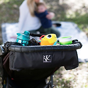 J.L. Childress Sip N Safe - Universal Stroller Accesory and Organizer - Deep Cup Holders, Zippered Compartments, Secure Pockets - for Jogging Strollers, Doona, Graco, Jeep, UPPAbaby, BOB - Black