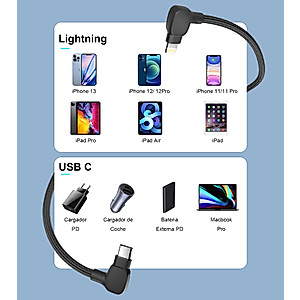 MFi Certified USB C to Lightning Cable 5FT Apple Fast Charger Cable iPhone 90 Degree Charger Cord Durable Braided Data Sync Charging Cable Compatible with iPhone 13/13Pro/12Pro 12 11/XS MAX X(Black)