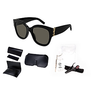 Saint Laurent SL M95/F - 001 Monogram Sunglasses + Bundle with eSHADES Luxury Eyewear Kit