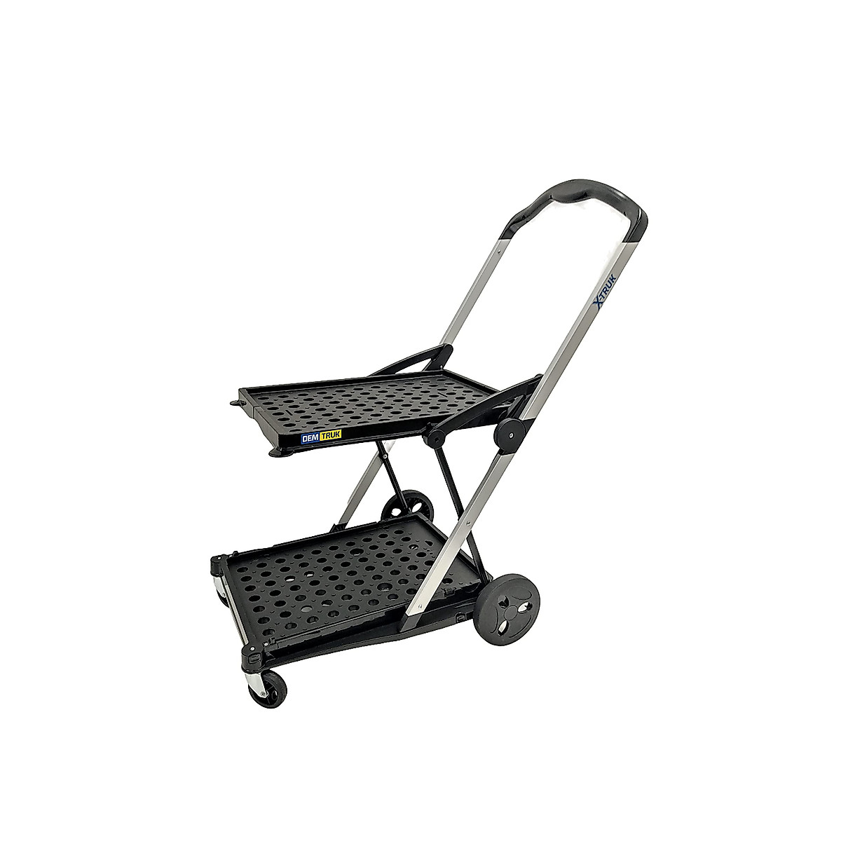 X-Truk Collapsible Utility Cart – 2-Shelf, Adjustable Shopping Cart Converts to a Dolly – Lightweight, High-Capacity Storage Cart Wagon with Removable Basket Carries up to 165 Lbs by SalesMaker Carts