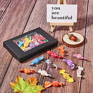 BENECREAT 30 Packs 5x3x0.6 Inches Black Kraft Paper Bakery Box with Clear PVC Window Pastry Gift Box for Candy, Cookies and Other Handicrafts