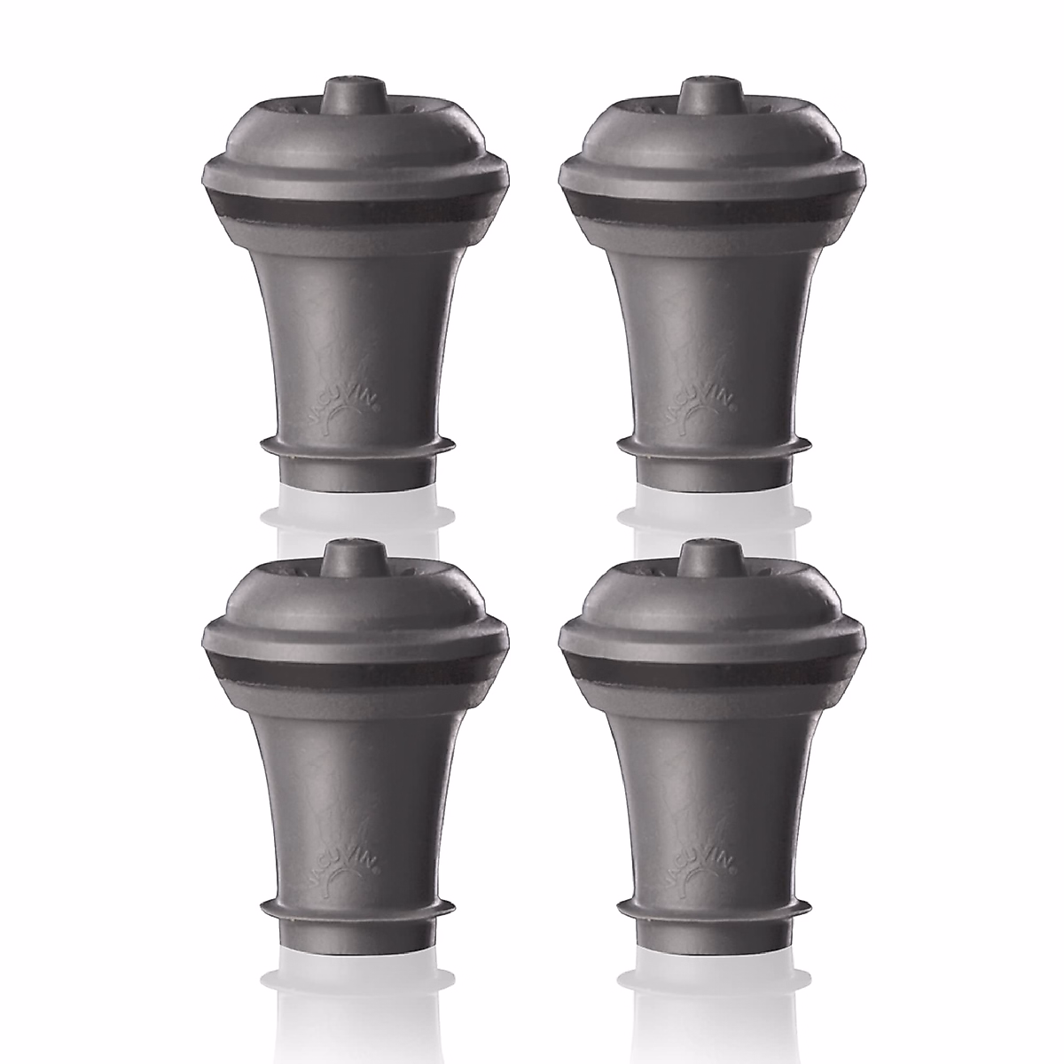 Vacu Vin Wine Saver Vacuum Stoppers - Set of 4 - Gray - for Wine Bottles - Keep Wine Fresh for Up to a Week with Airtight Seal - Compatible with Vacu Vin Wine Saver Pump