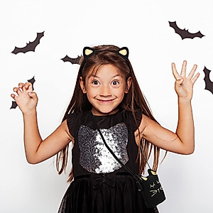 Weewooday 3 Pcs Cat Shoulder Bag Set, Christmas Cute Crossbody Bag Gift Hand Bags with Mini Coin Purse Cat Headband Gifts for Girls (Black)