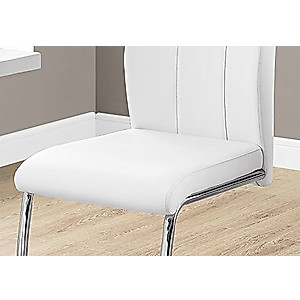 Monarch Specialties 2 Piece DINING CHAIR-2PCS/ 39" H/WHITE LEATHER-LOOK/CHROME, 17.25" L x 20.25" D x 38.75" H