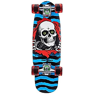 Powell Peralta Micro Mini Ripper Skateboard Cruiser Complete Skateboard - Blue 7.5" x 24"
