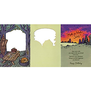 Designer Greetings Camper, Tent, Table, Fire and Canoe Die Cut Window Tri Fold Birthday Card for Son