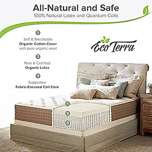 Eco Terra | Natural Latex | Luxury Hybrid Mattress | Medium Firm Mattress with Encased Coil Spring | King