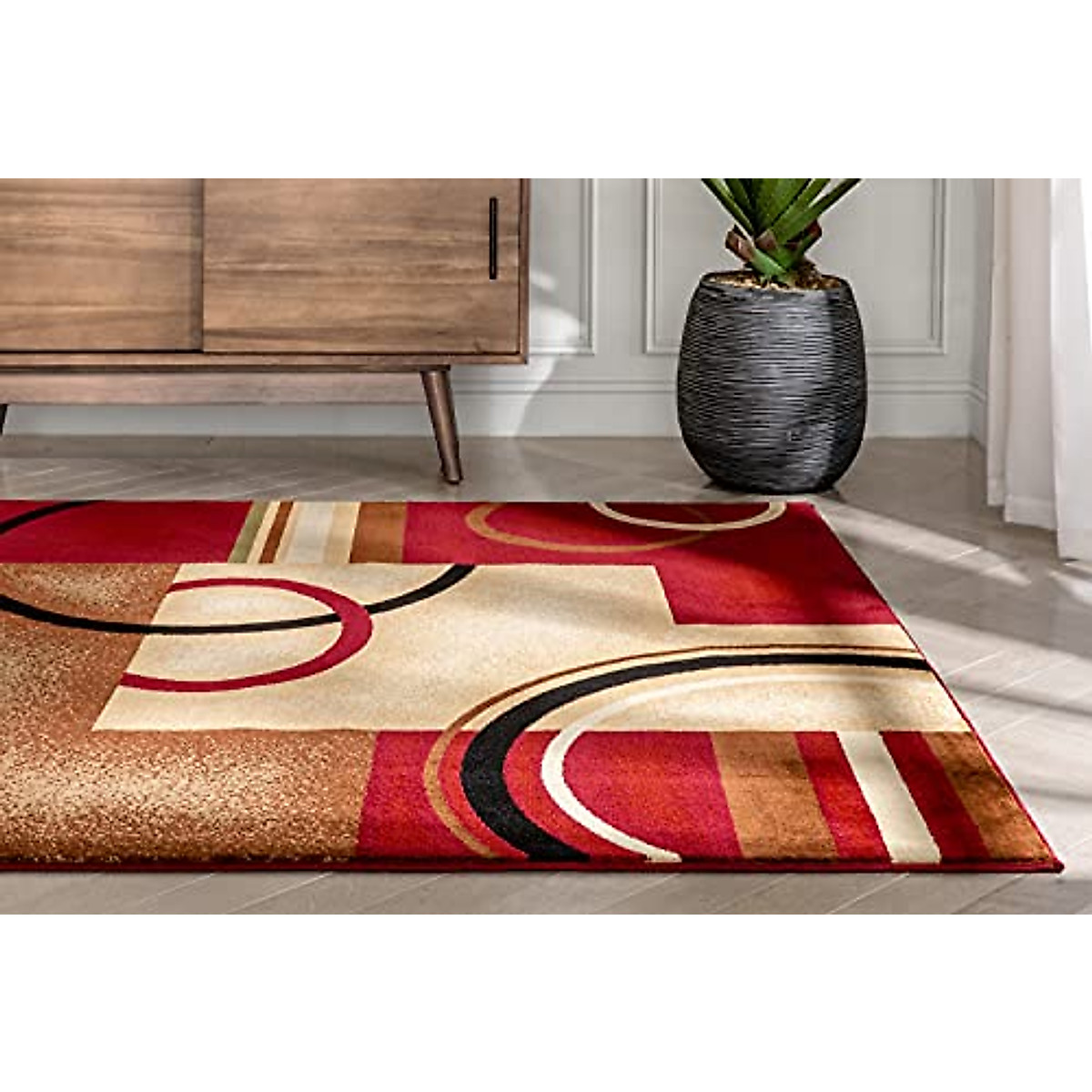 Well Woven Barclay Arcs & Shapes Red Modern Geometric Area Rug 5'3" X 7'3"