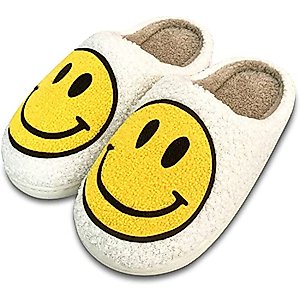 YJJY Kids Smile Face Slippers Girls Slippers for Kids Boys Soft Lightweight Cozy Indoor and Outdoor, White Kids, 12-13 Little Kid