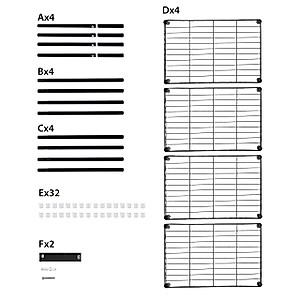 GIA Home Series 4 Tier Wire Shelving Unit Standing Storage Metal Shelves for Kitchen&Bathroom,Set of 1,Black