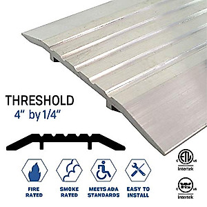Fire Rated/ADA Approved/Mill Aluminum Door Threshold/Saddle (3445MA), FH (Flathead) Screw #10 x 1/2'' Supplied, (48" L x 1/4" H x 4" W)