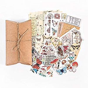 Yodely Vintage Scrapbooking Supplies, Junk Journal Supplies Kit DIY Journaling Aesthetic Stickers Vintage Antique Retro Natural Collection for DIY Scrapbook Planners Diary Journals Embellishment