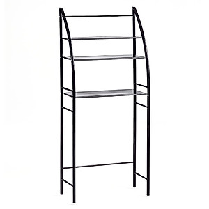 SUNDERWELL Bathroom Shelf, 3 Tier Storage Rack Over The Toilet, H65xL25.5xW9.8 inch Lightweight 5.4lb Metal Bathroom Organizer (Black)