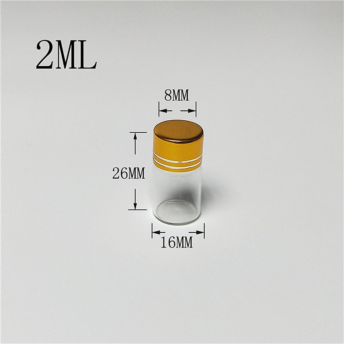 TAI DIAN 2ml Mini Glass Bottles Crafts Cute Bottles Aluminum Cover Empty Wishing Gift Bottles Jars Decorate 24 units (24, 2ml)