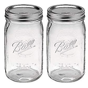 Ball Quart Jar with Silver Lid, Wide Mouth, Set of 2