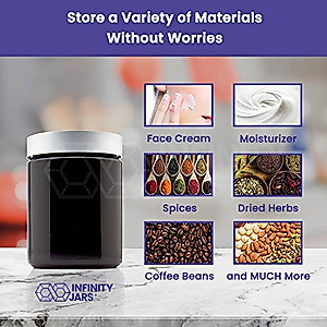 Infinity Jars Silver Collection 250 ml (8.5 fl oz) Black Ultraviolet Screw Top Jar