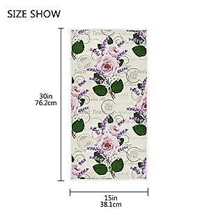 Wamika Women Spring Flowers Hand Bath Towel Shower Towels Set Peony Lavender Boho Floral Kitchen Hanging Gym Fingertip Bathroom Towel Highly Absorbent