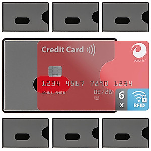 valonic Set of 6 RFID Blocking Sleeves - Transparent Front, Credit Card Protector Sleeve for Wallet - Protection Block for Debit Card, Passport and Metro Card