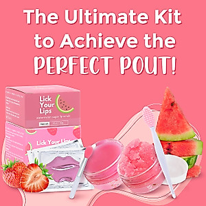 Lick Your Lips 6-in-1 Lip Care Kit With Lip Sleeping Mask, Silicone Brush, Sugar Lip Scrub, Lip Mask Sheet to Reveal Luscious, Lip Exfoliator Scrub to Soft Lips – Korean Lip Therapy Set for a Fuller