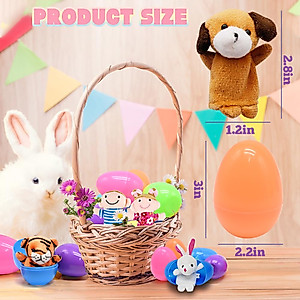 20PCS Easter Eggs Filled with Finger Puppets, Filled Easter Eggs with Family Animals Puppets for Kids, Easter Theme Party, Basket Stuffers Fillers, Easter Egg Hunt