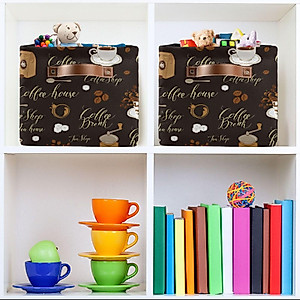 Tea Coffee Storage Basket Bins Decorative Toy Organizer Bins Laundry Hamper Baskets with Handles for Home Boys Girls Office Closet Shelf Nursery Baskets,1 pcs