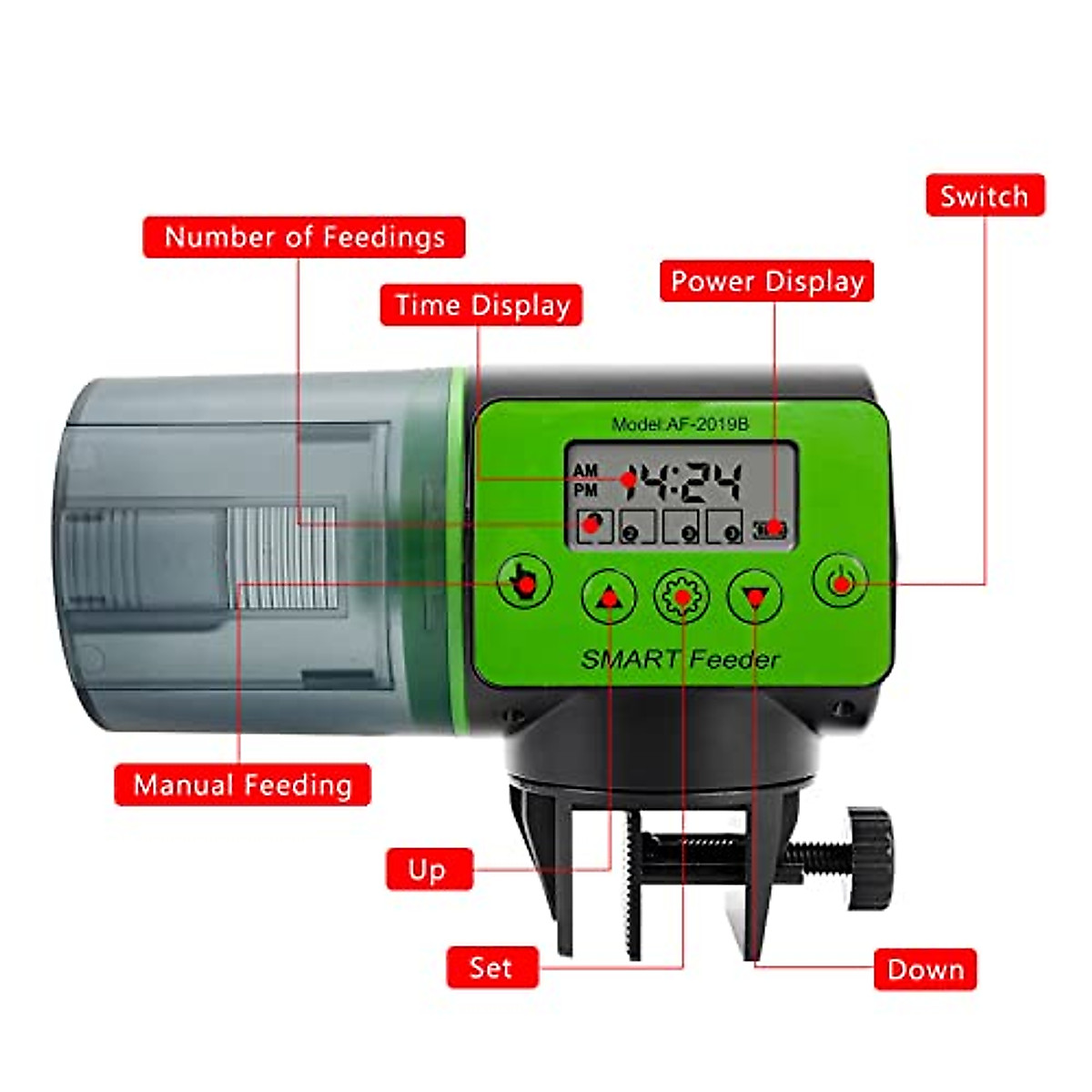 Smart Aquarium Mini Automatic Fish Feeder Vacation Auto Fish Tank Feeders with Timer Pet Feeding Dispenser LCD Fish Feeder Tool