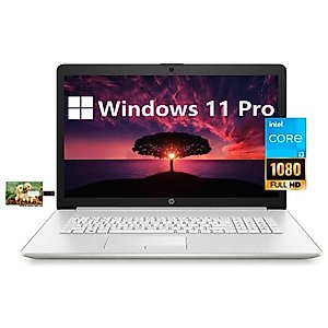 HP 17 Business Laptop Computer, 11th Gen Intel Core i3-1115G4, 17.3" FHD Display, Windows 11 Pro, 16GB RAM 512GB SSD, HDMI, Wi-Fi, Bluetooth, Webcam, 32GB Durlyfish USB Card